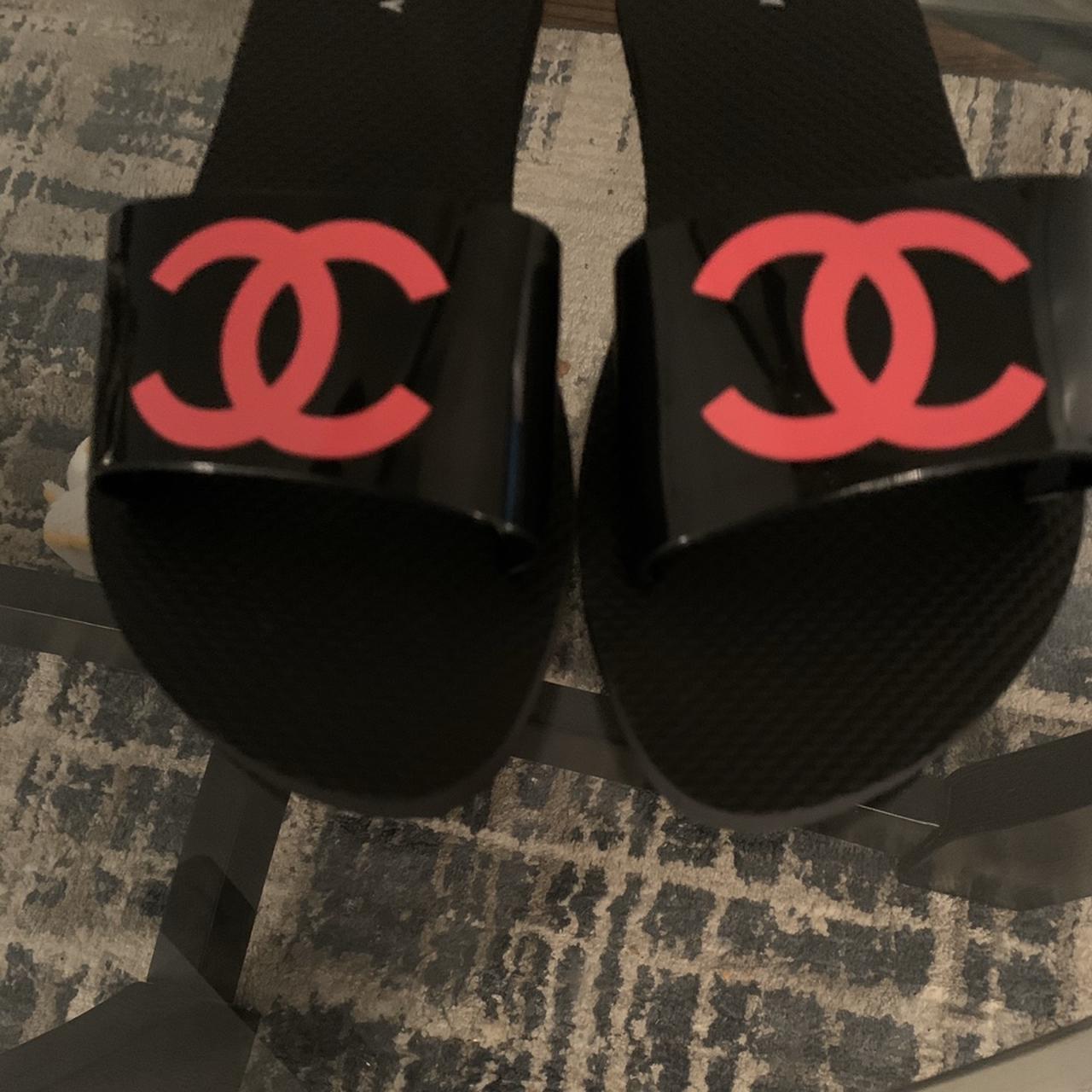 Costume Chanel Slides offered in a variety of vinyl... - Depop