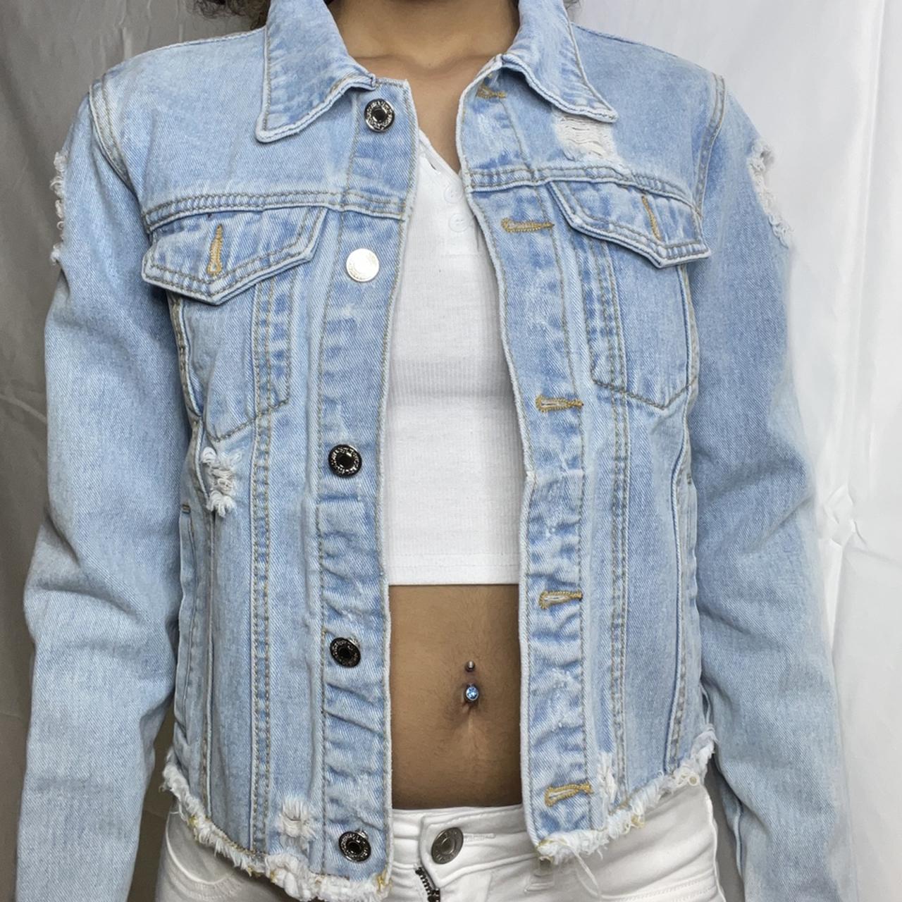 denim jacket from shein fits xs/s #shein #denim #y2k... - Depop