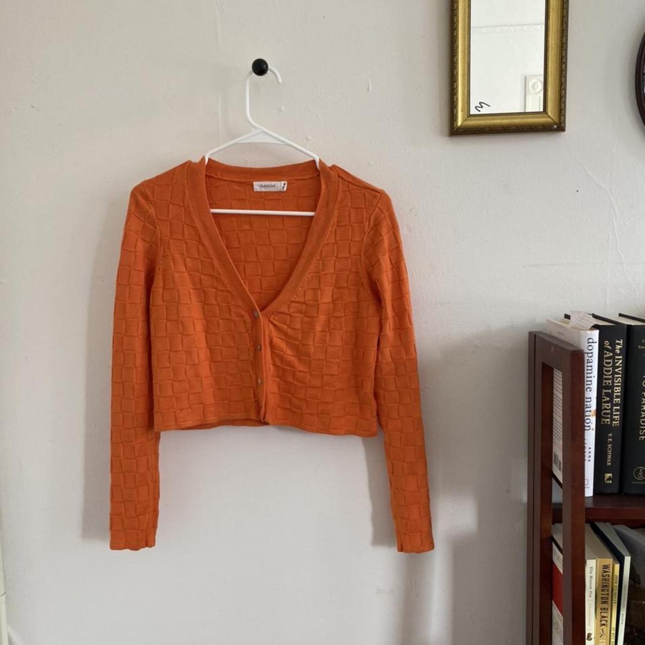 soft checkered and cropped cardigan. bold and funky... - Depop