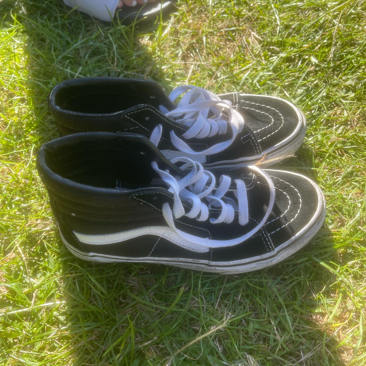 Black and white vans size 3 really good condition - Depop