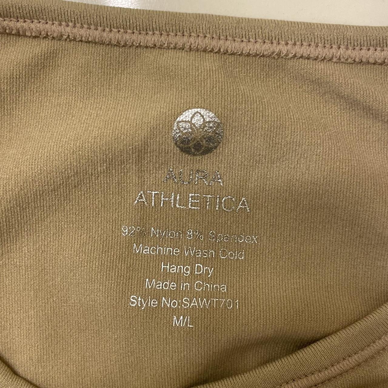tan workout top -brand is athletica -open... - Depop