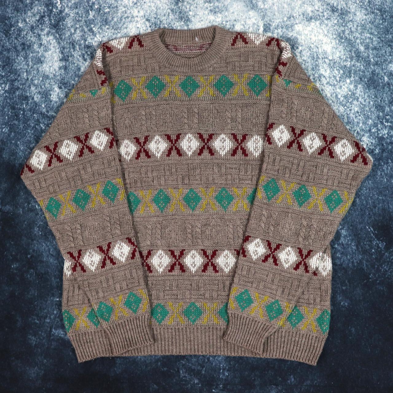 Vintage 90s Aztec Grandad Jumper | Large Condition:... | Depop