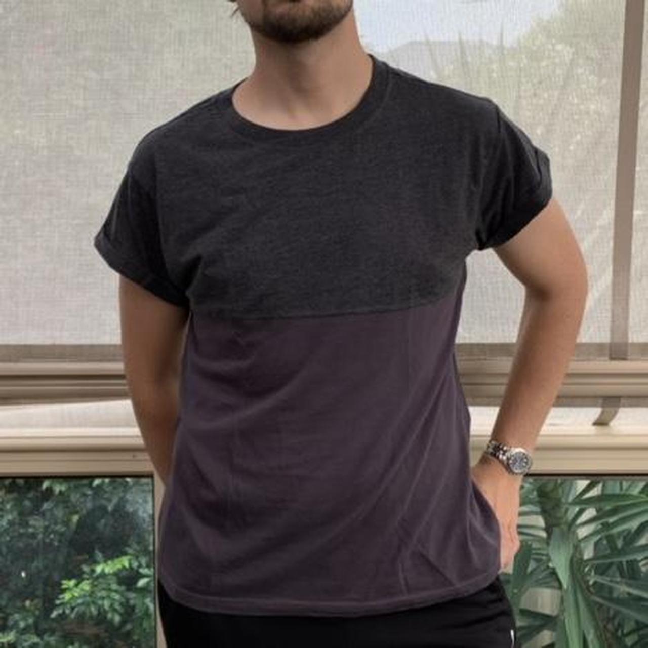 two-tone tee with cuffed sleeves size M ... - Depop