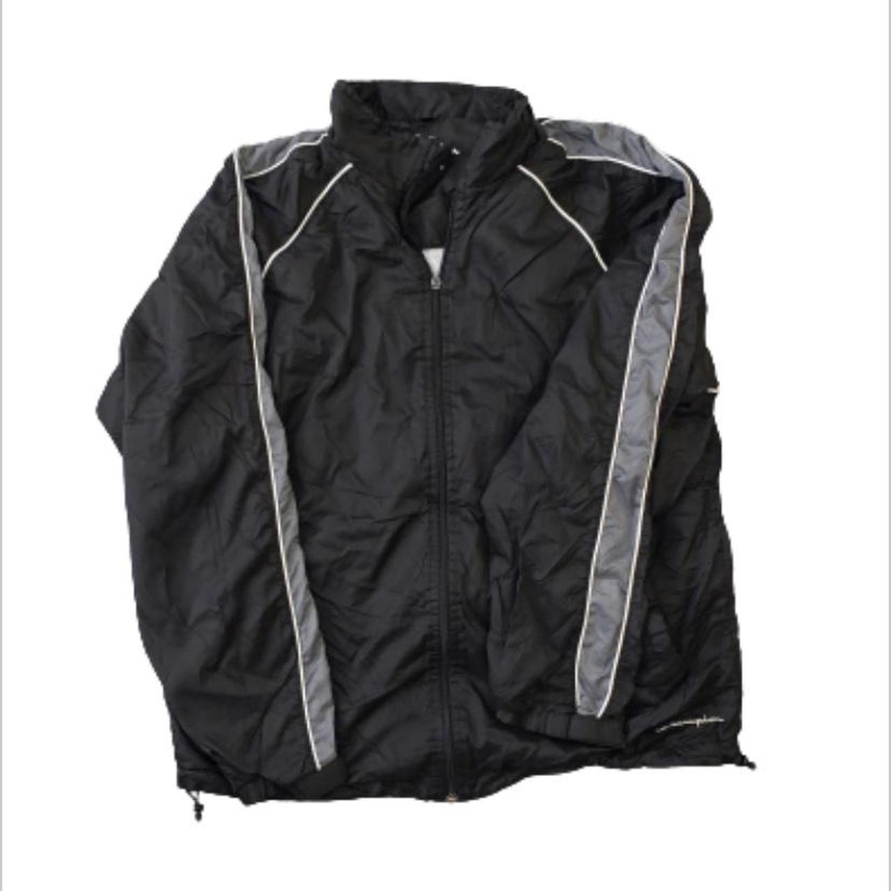 Champion waterproof tracksuit top in black & White,... - Depop