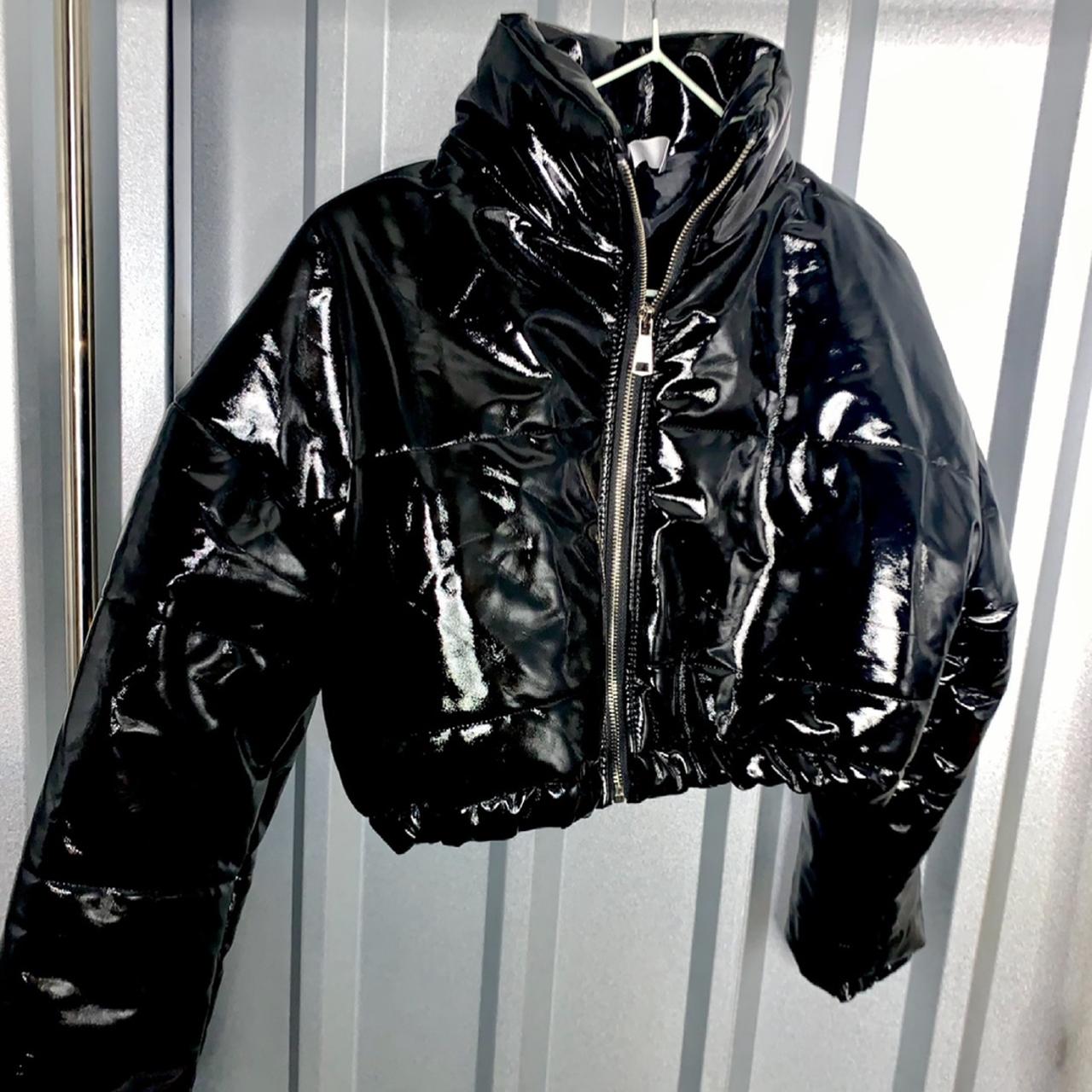 Vinyl crop puffer jacket. 🖤 - Depop