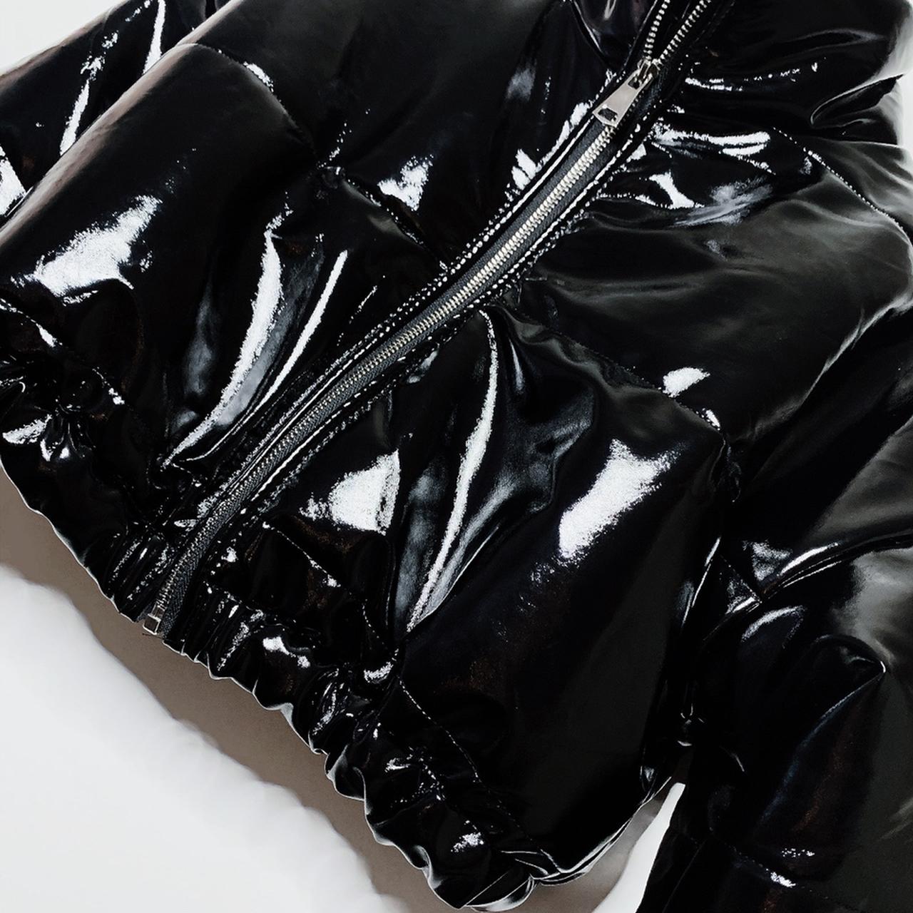 Vinyl crop puffer jacket. 🖤 - Depop