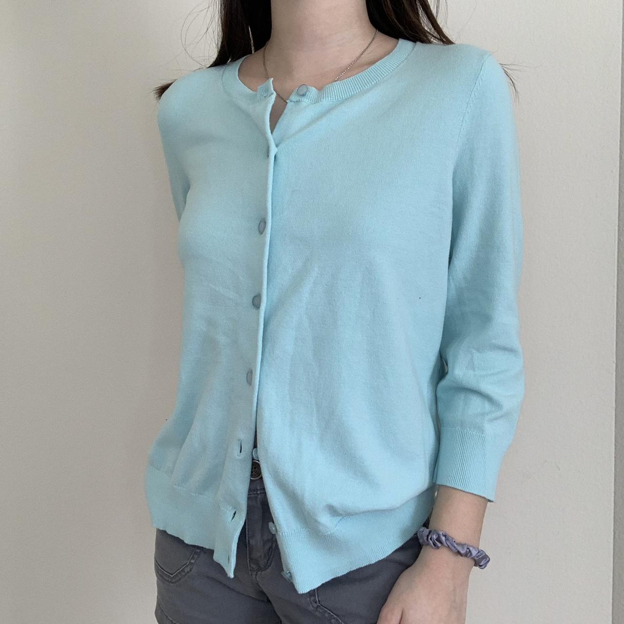 Talbots Light Blue Button Down Cardigan Sweater Size... - Depop