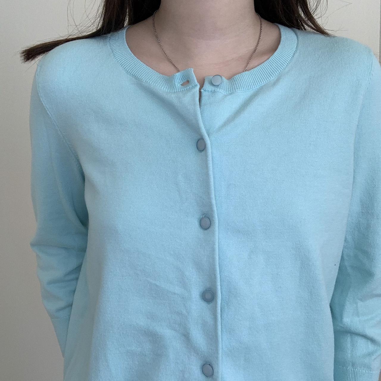 Talbots Light Blue Button Down Cardigan Sweater Size... - Depop