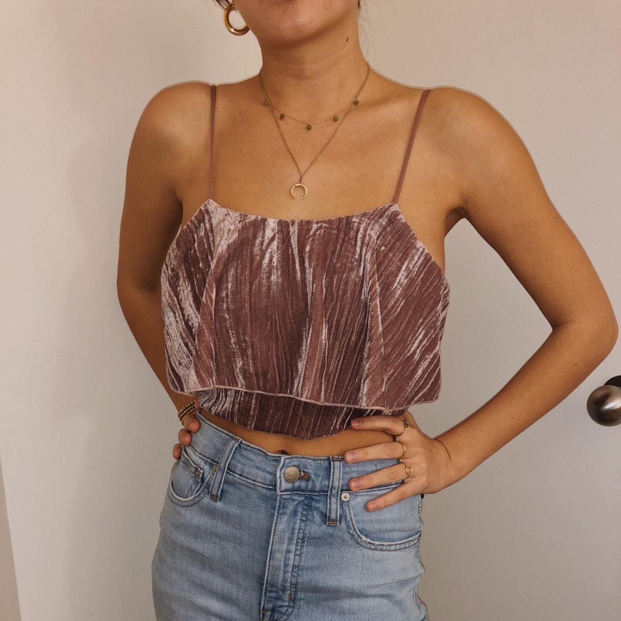 velvet crop top. this top is so cute and perfect for... - Depop