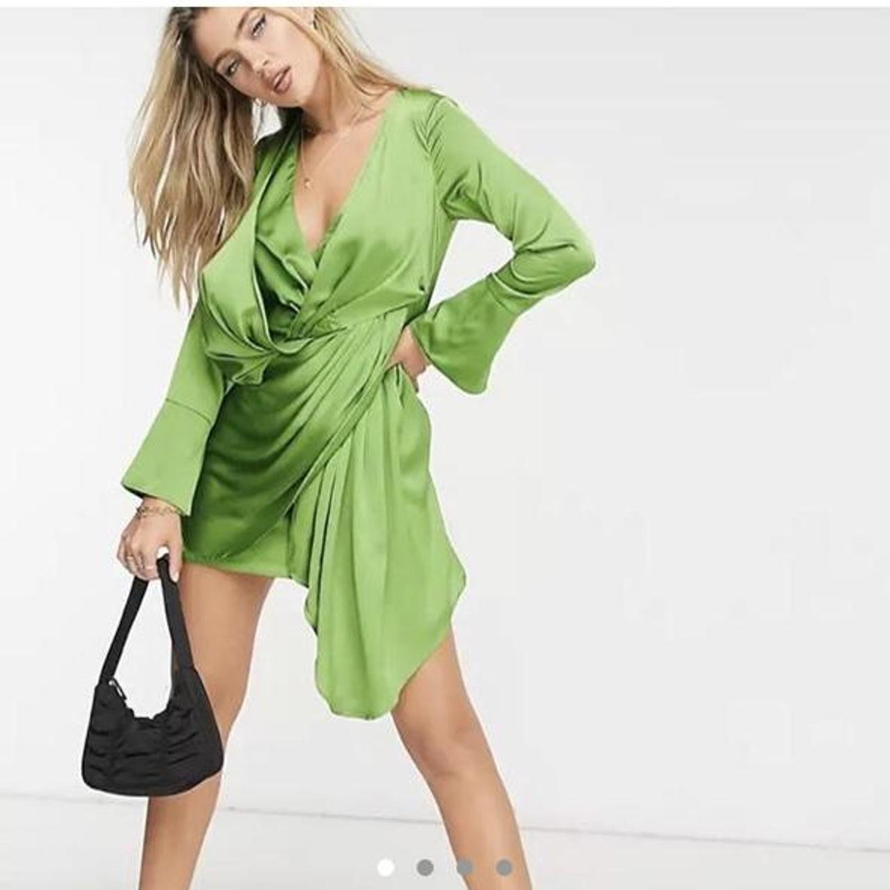 ASOS DESIGN satin mini dress with drape skirt... - Depop