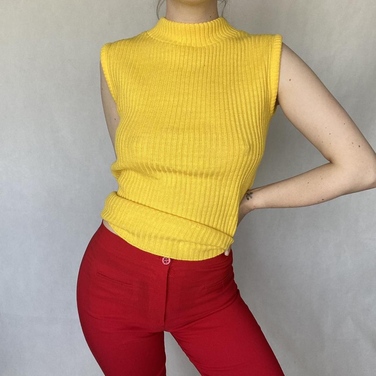 Handmade handknitted yellow chunky knit top /... - Depop