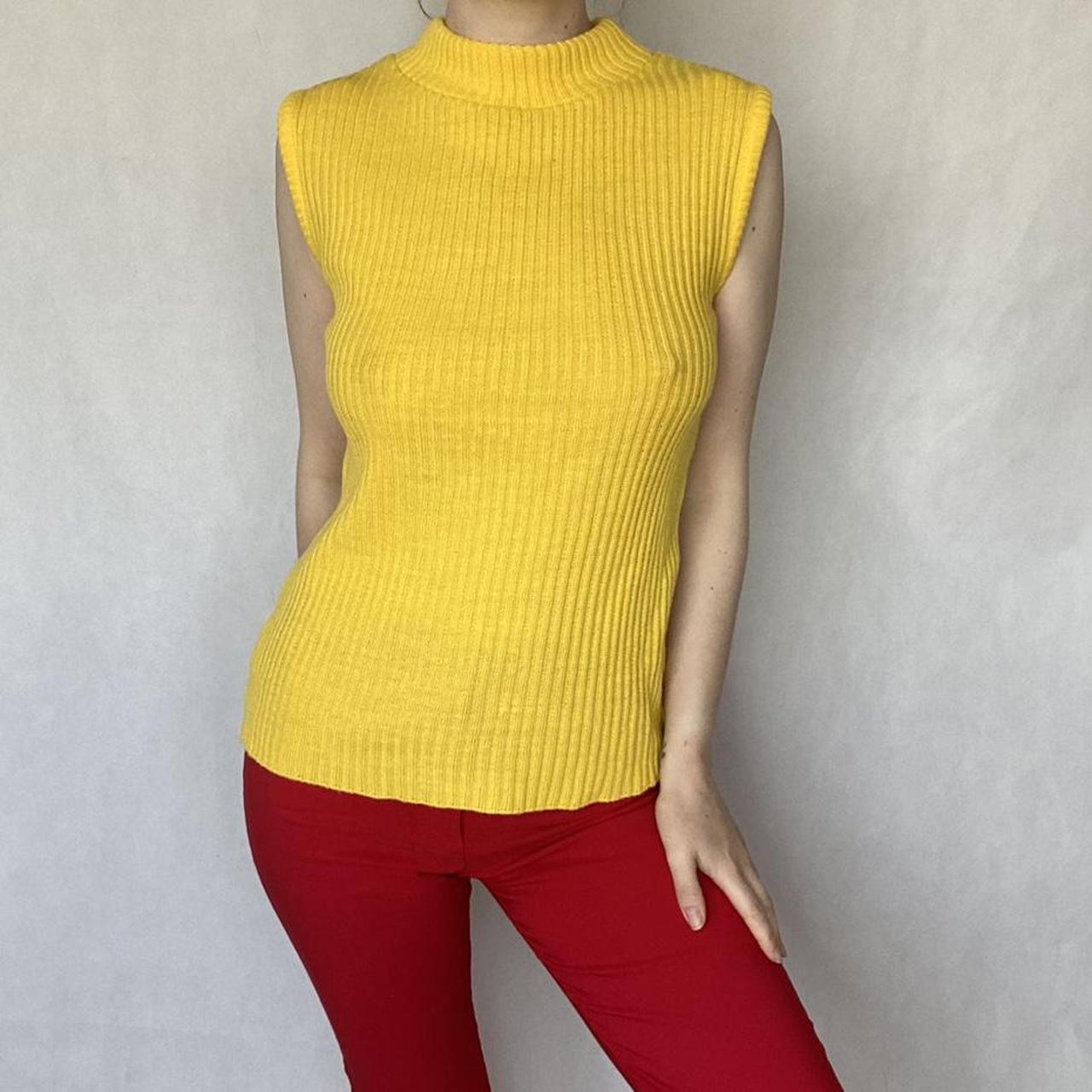 Handmade handknitted yellow chunky knit top /... - Depop