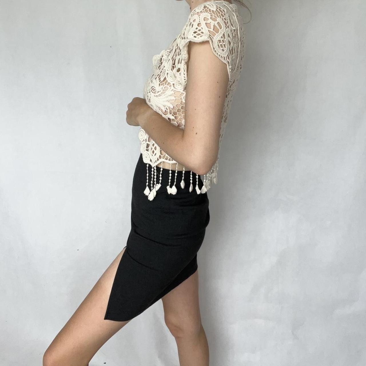 Cream crochet knit short sleeve open front cardigan... - Depop