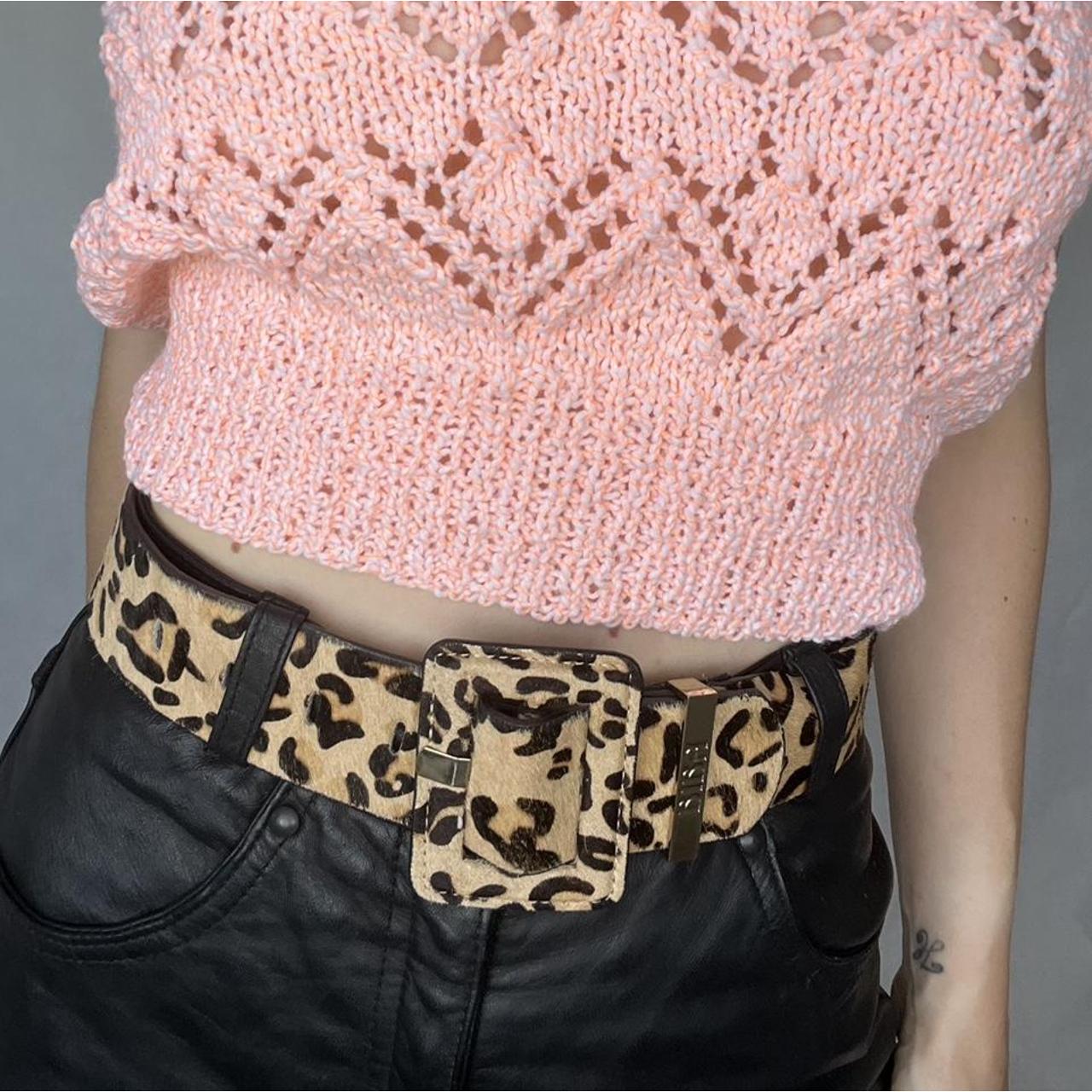 Biba leopard print pony hair belt with big chunky... - Depop