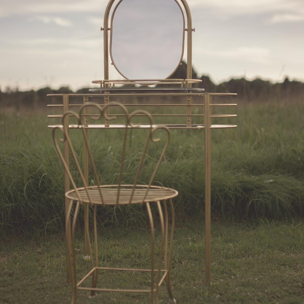 ETHEREAL VINTAGE VANITY SET Gold Vanity- Height:... - Depop