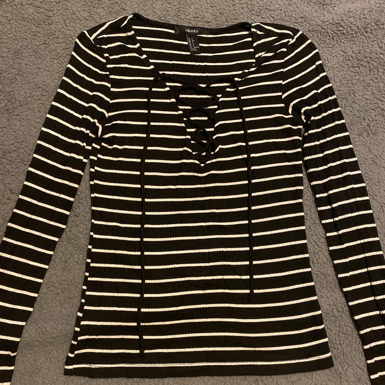 Forever 21 Lace-Up Ribbed Long Sleeve -size... - Depop
