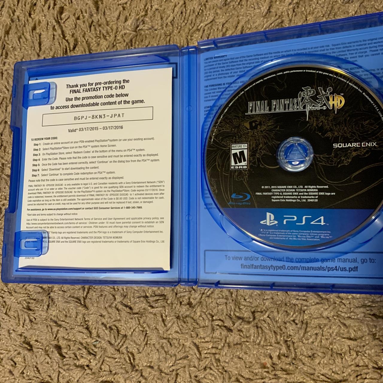 📀 Final Fantasy Type-0 HD Remaster for PS4 📀 Codes... - Depop