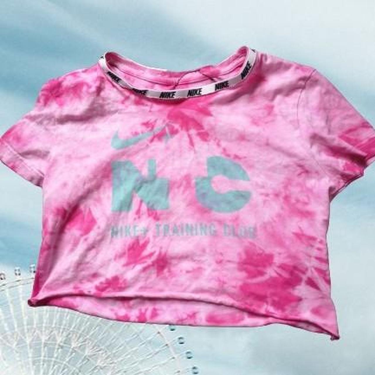 Nike NTC Training Club crop pink tie dye t shirt... - Depop