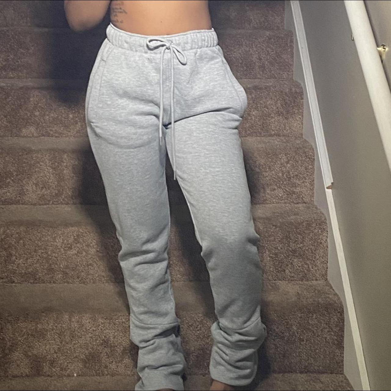 Stacked sweats Only worn once Stretch Thick Can be... - Depop