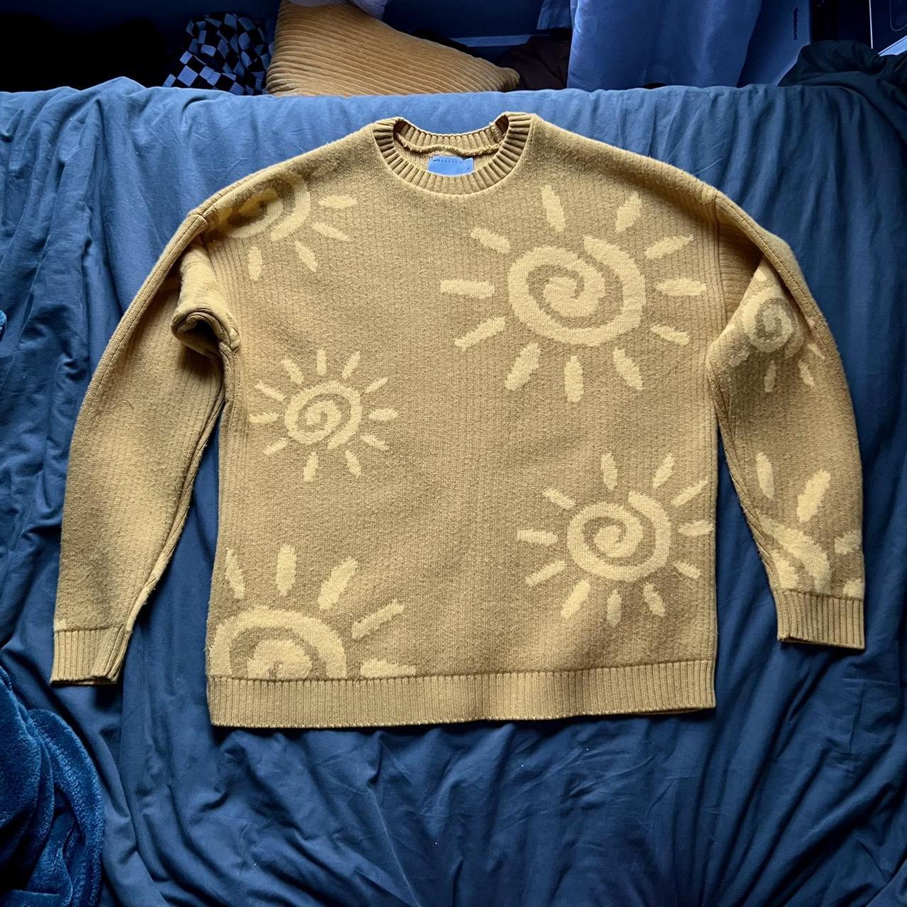 asos design yellow sun pattern sweater in size... - Depop