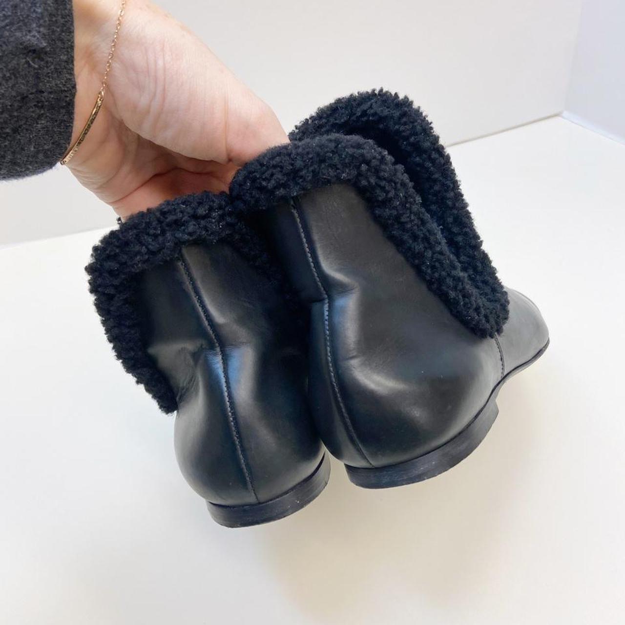 The Row Eros Shearling-Lined Ankle Boots - Black -... - Depop