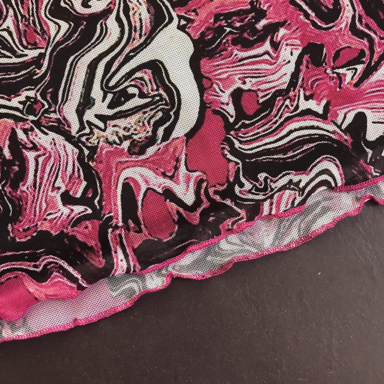 🌹 hot pink marble print mesh mini skirt with a... - Depop