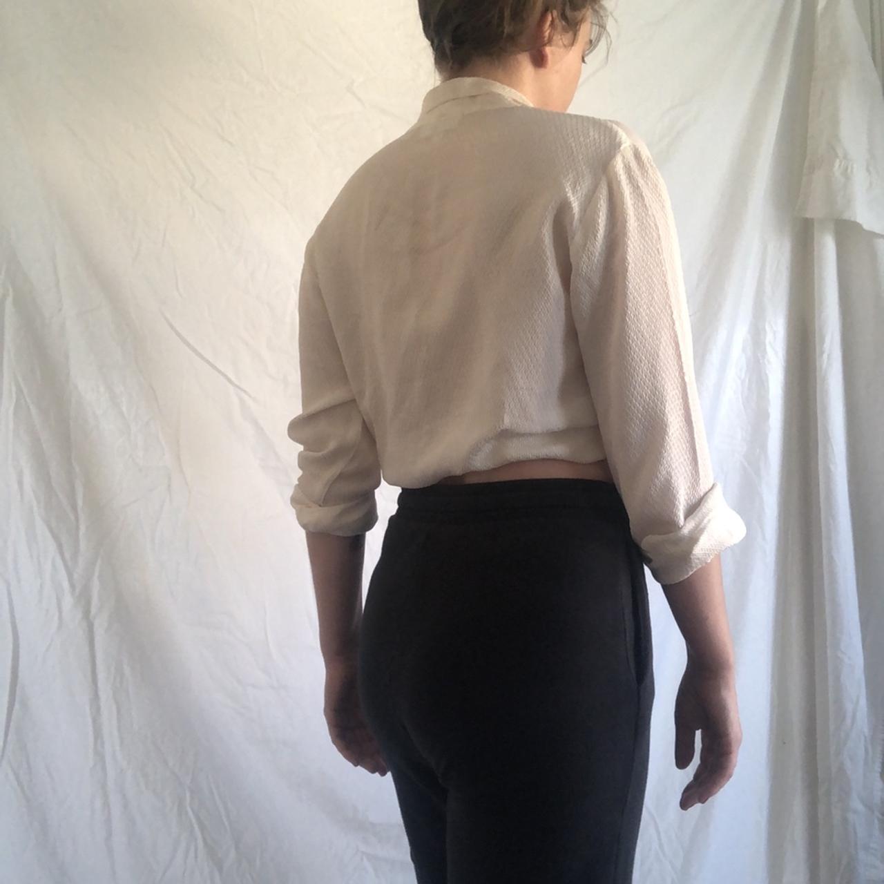 Vintage silk blouse with diamond shaped details... - Depop