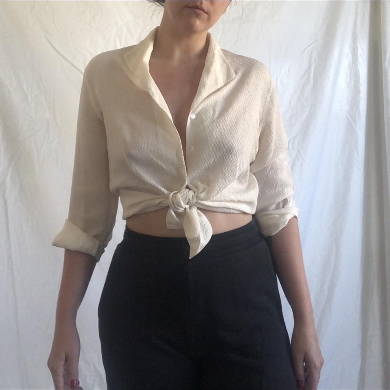 Vintage silk blouse with diamond shaped details... - Depop