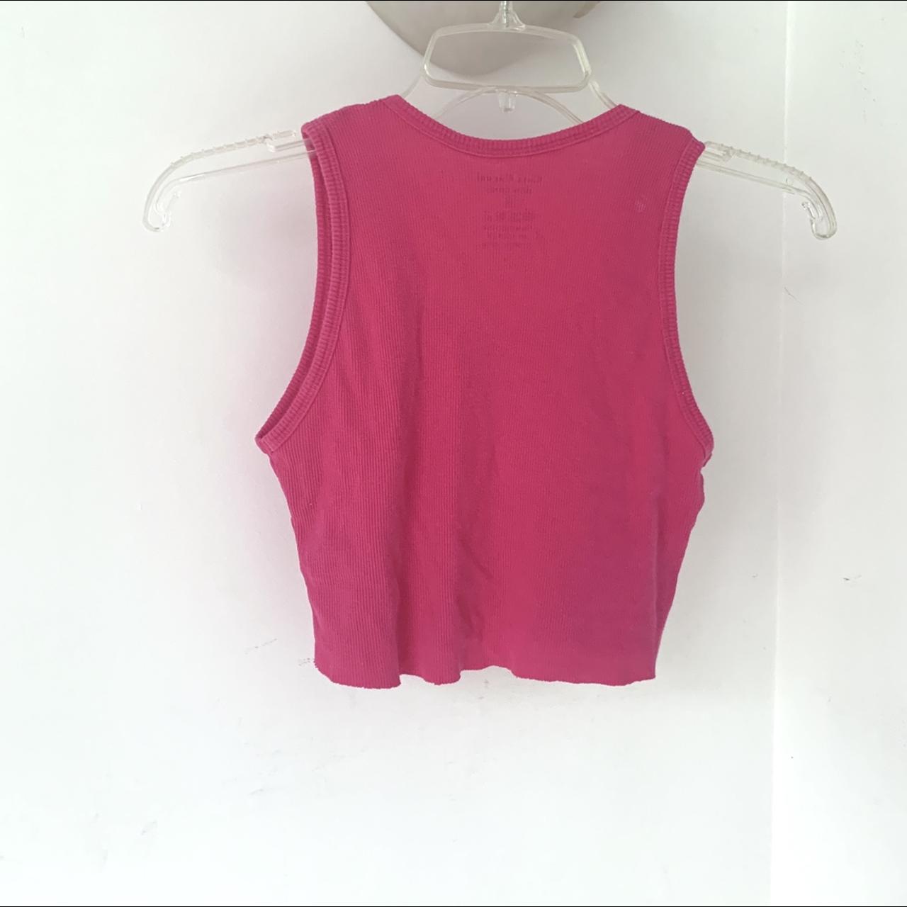 Cozy casual bright pink crop tank top size Medium - Depop
