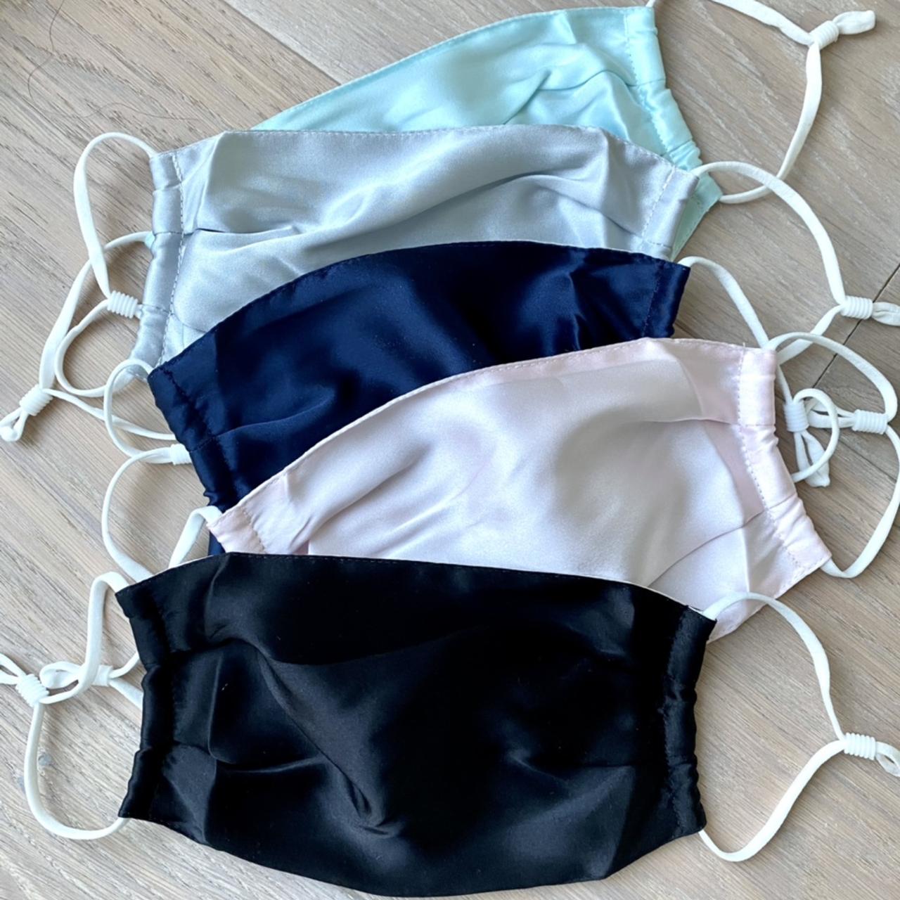 SILVER GREY Handmade silk face masks with adjustable... - Depop