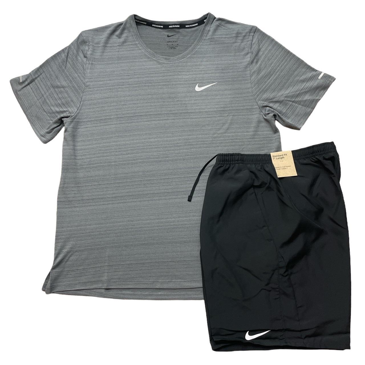Nike Dri-Fit Miler & Challenger Shorts Set - Grey /... - Depop