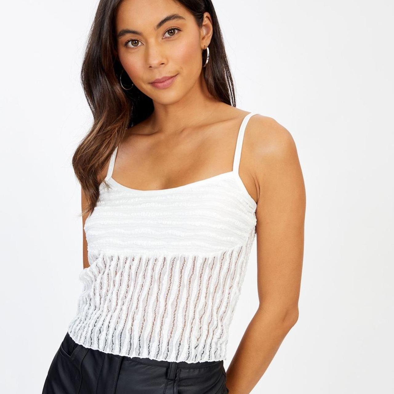 Glassons white textured lace cami, worn once, in... - Depop