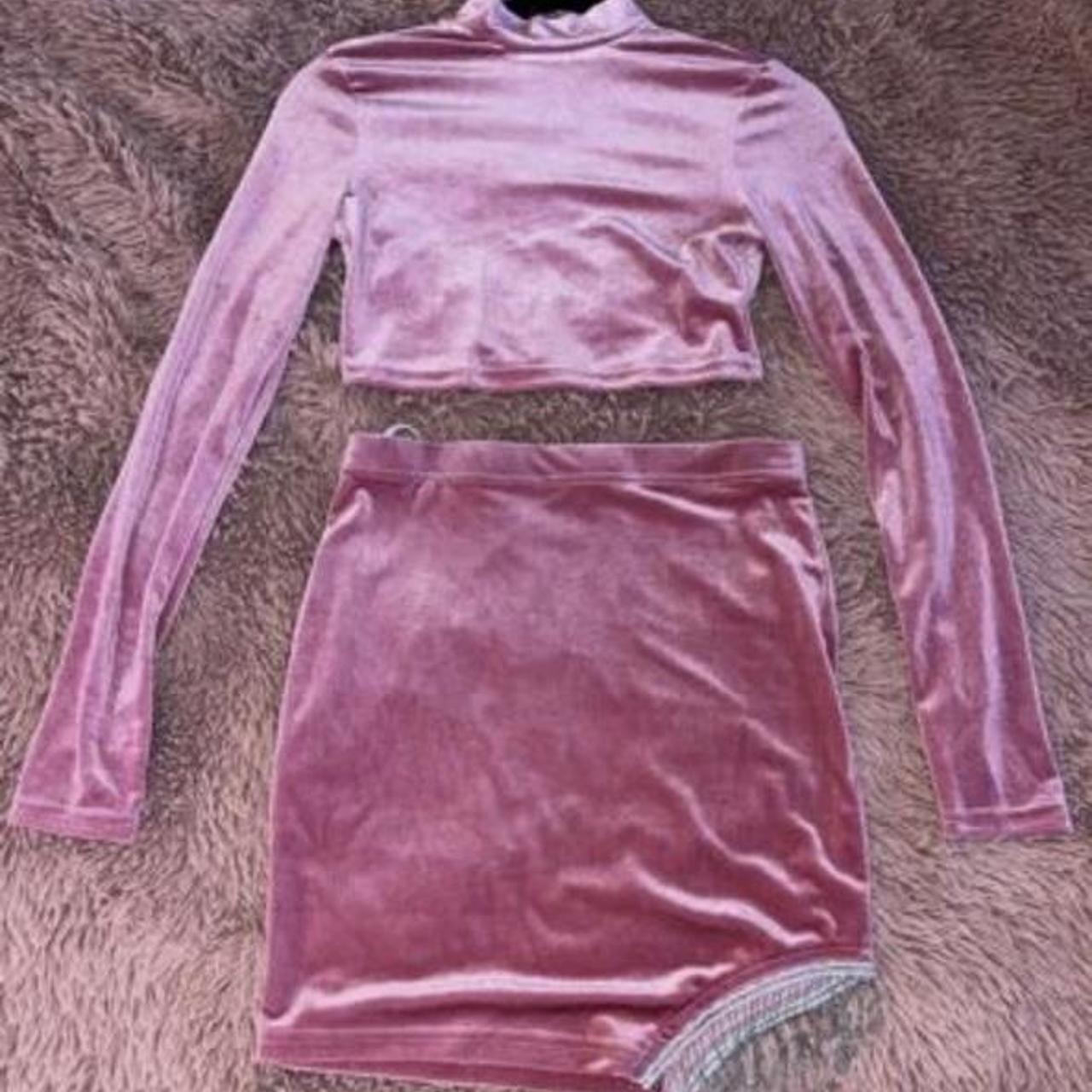 Pink velvet two piece outfit Size XS brand new free... - Depop
