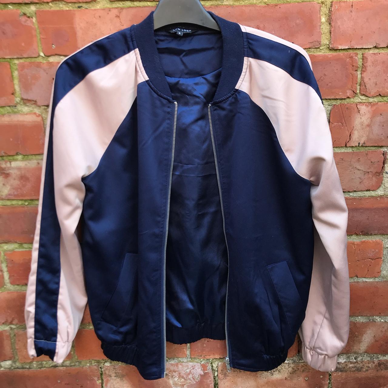 New Look Women's Navy and Pink Jacket | Depop