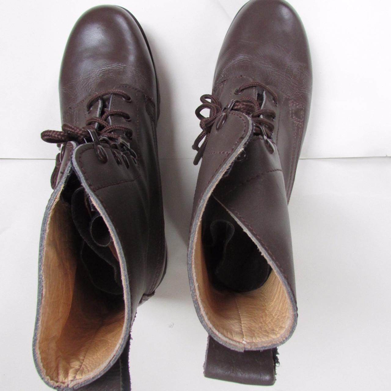 Military style brown leather boot. Mens size 9. Very... - Depop