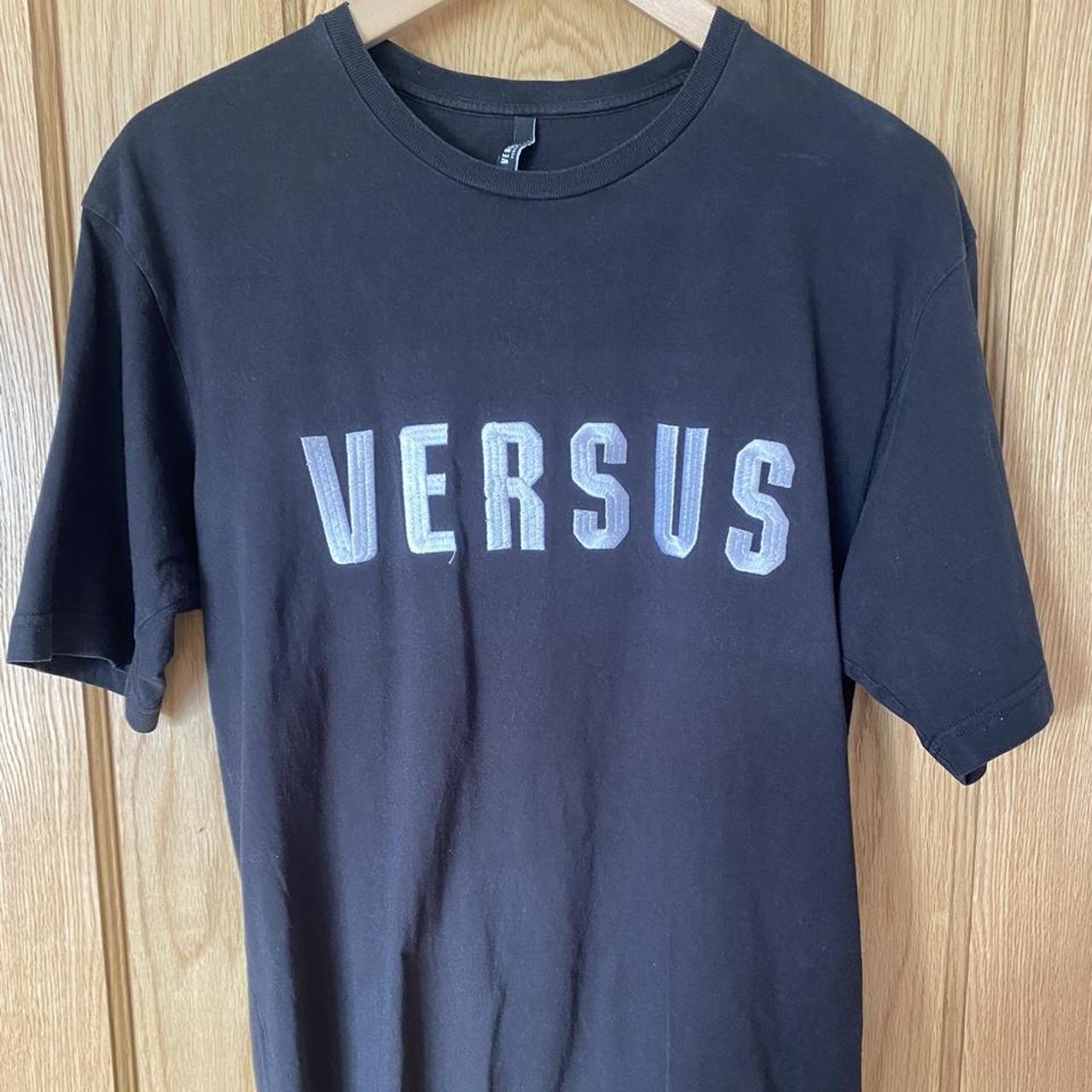 Versus Versace black T-shirt with white writing.... - Depop
