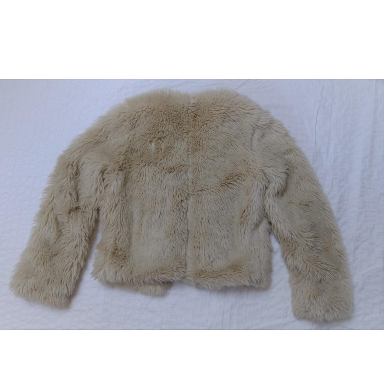 Faux fur coat Thrifted cropped cream camel jacket... - Depop