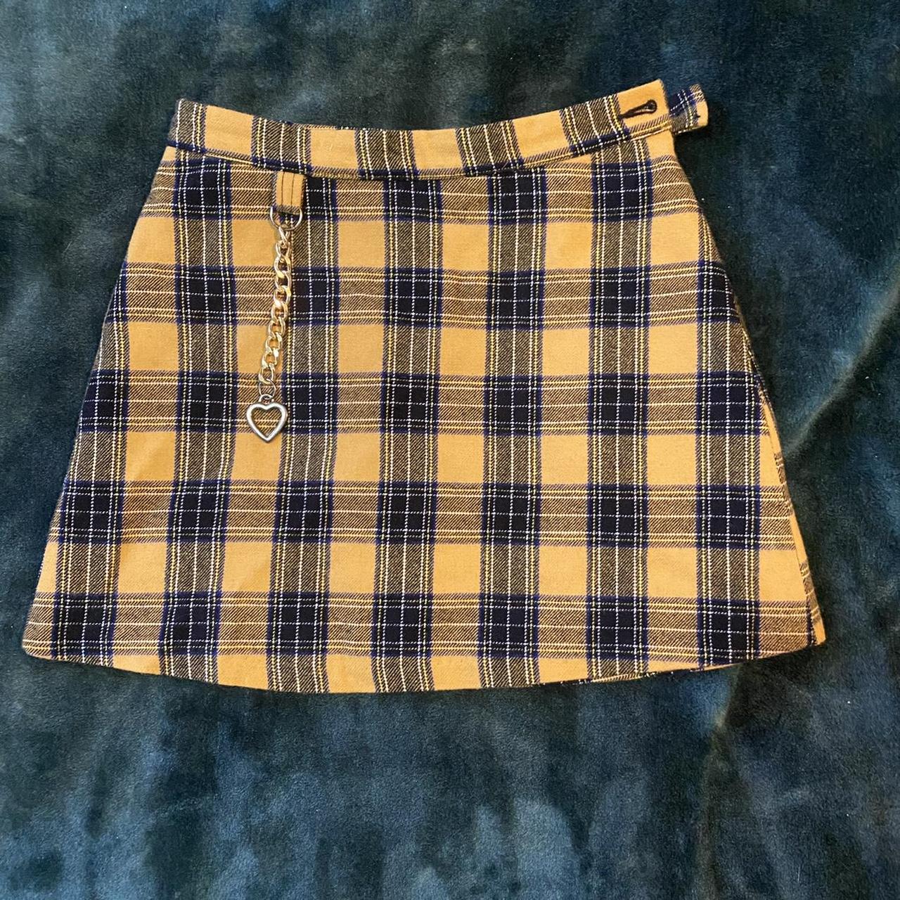 Korean Chuu yellow plaid mini skirt size S I was... - Depop