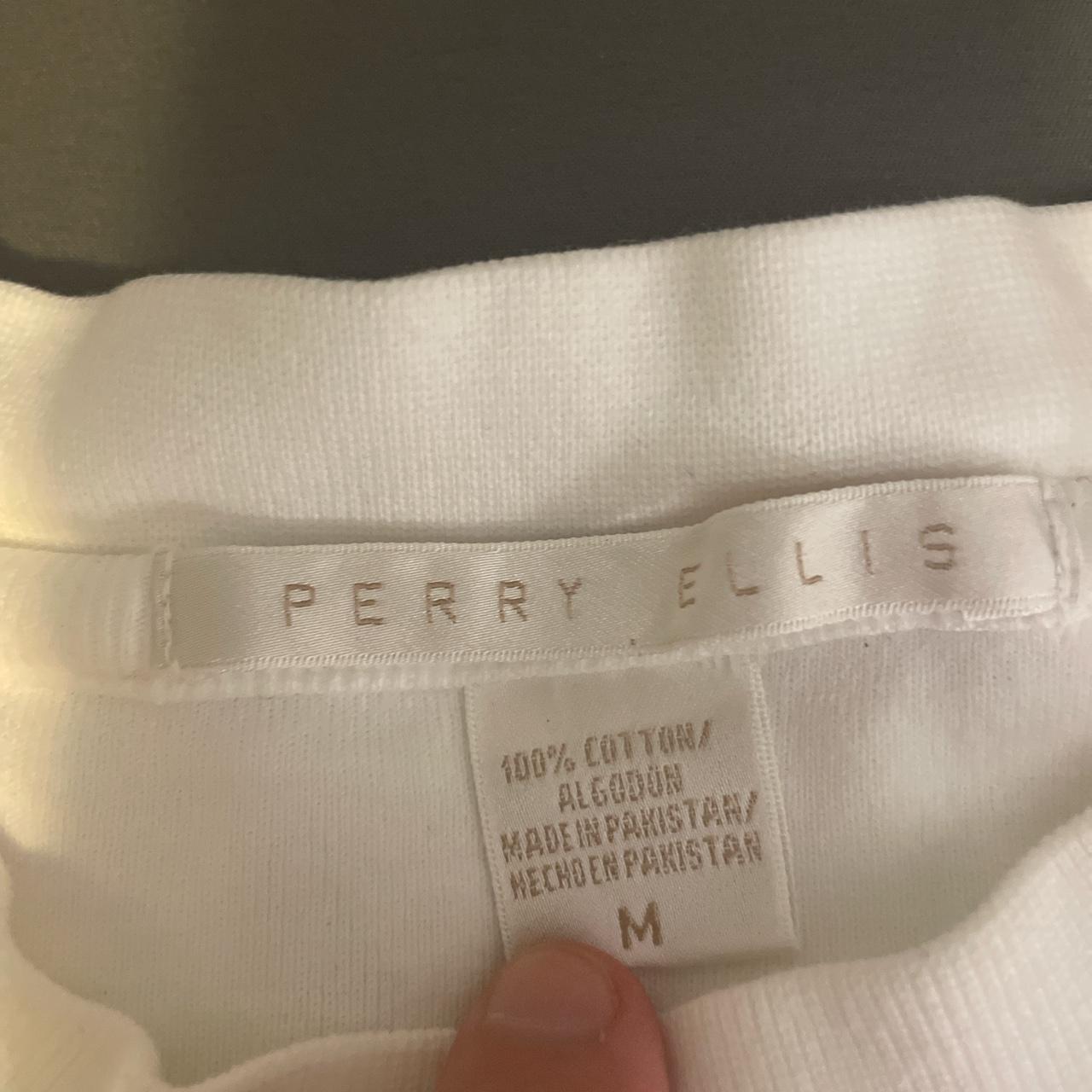VINTAGE Perry Ellis white shirt. 100% cotton.... - Depop