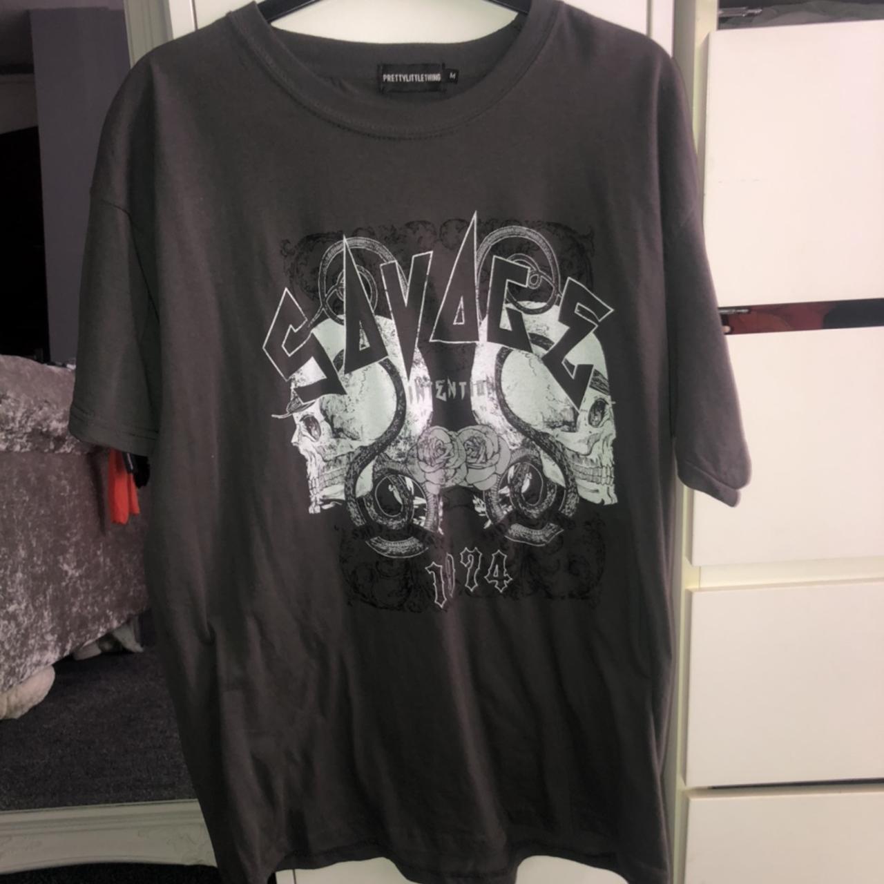 “SAVAGE” band oversized T-shirt, never worn, message... - Depop