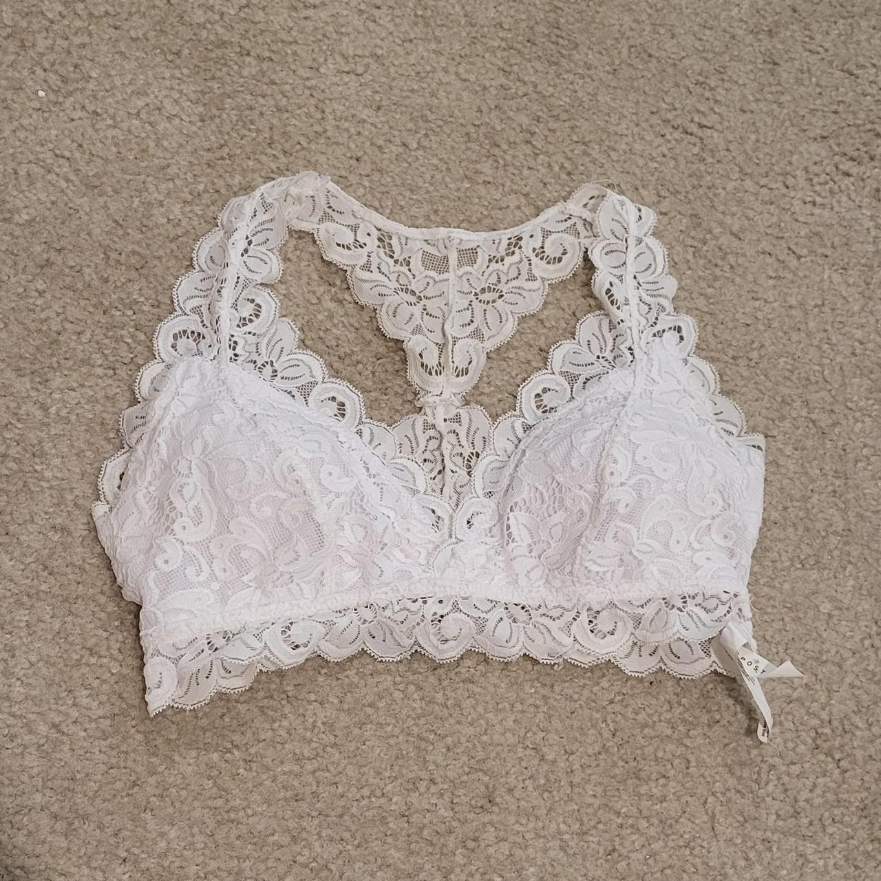 White lace cross back bralet ♡available for... - Depop