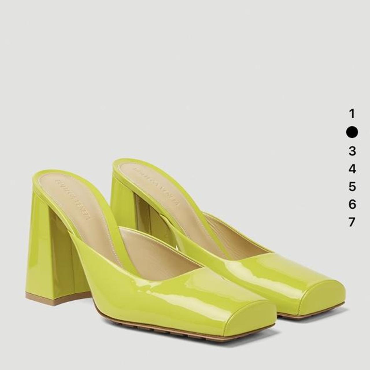 Bottega Veneta Women's Green and Yellow Mules | Depop