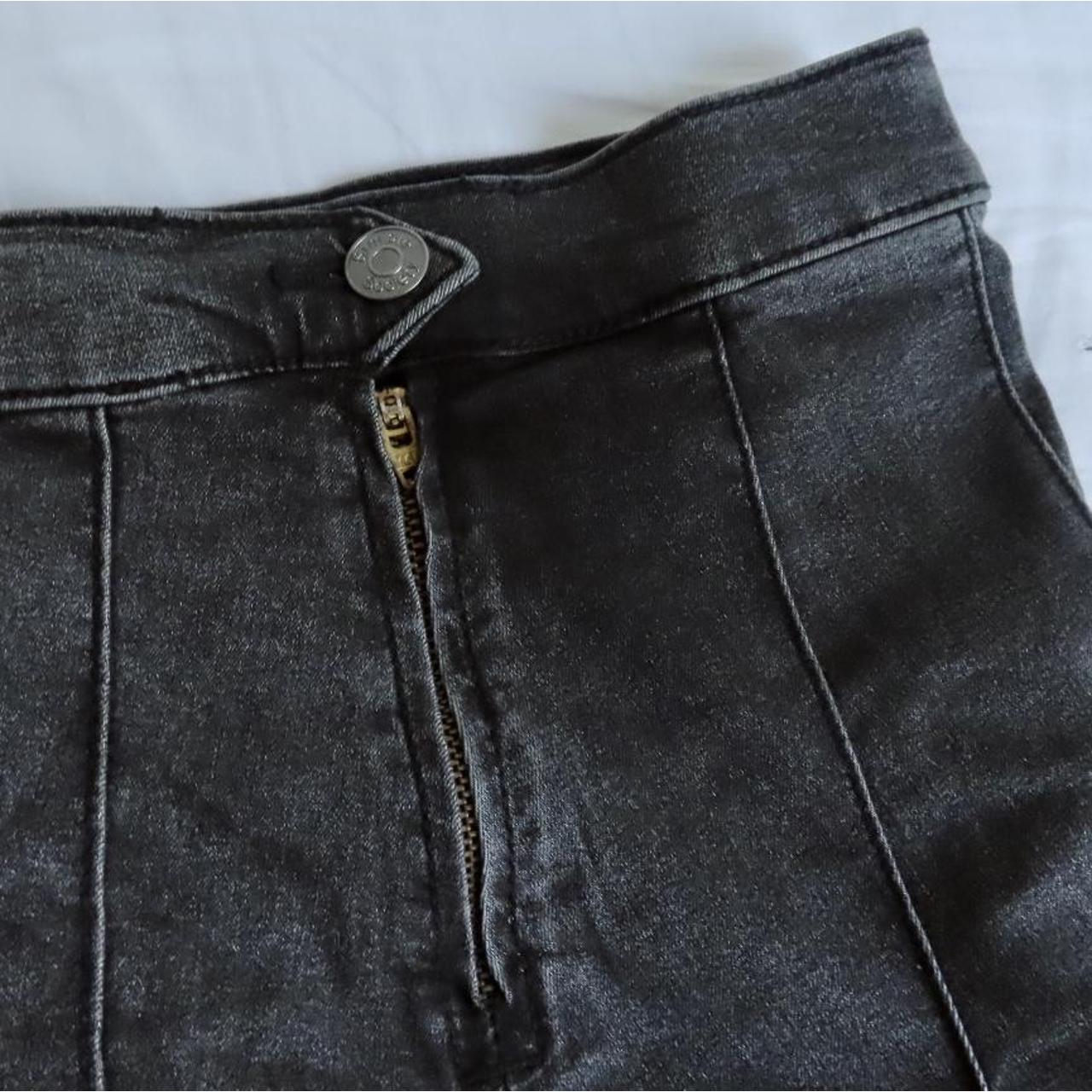 grey pleated denim mini skirt - SIZE M - like new... - Depop