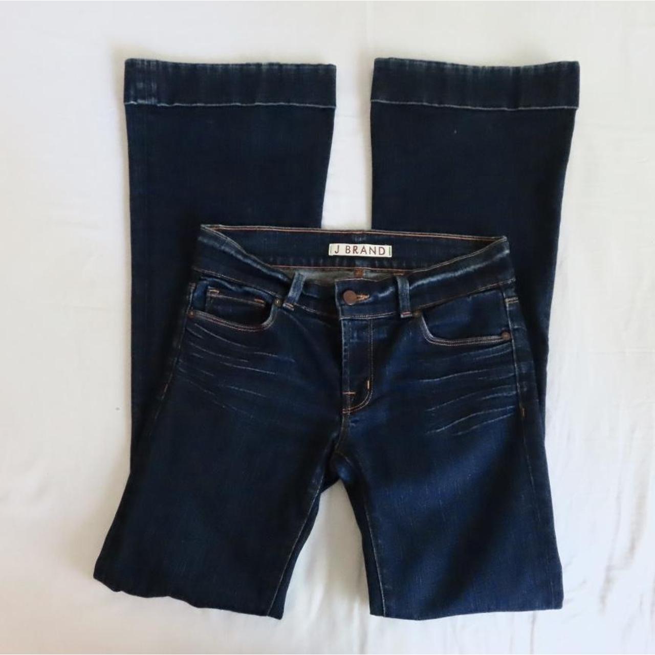 J Brand blue medium wash low-rise flare jeans -... - Depop