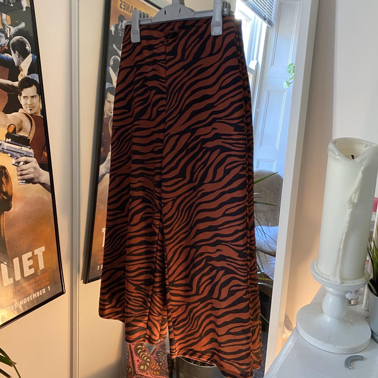 primark tiger print wide leg trousers. these kinda... | Depop