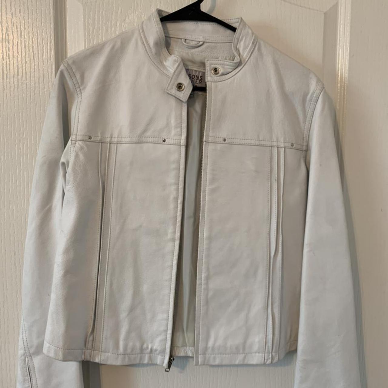 White Wilson’s (real) leather jacket! This is in... - Depop