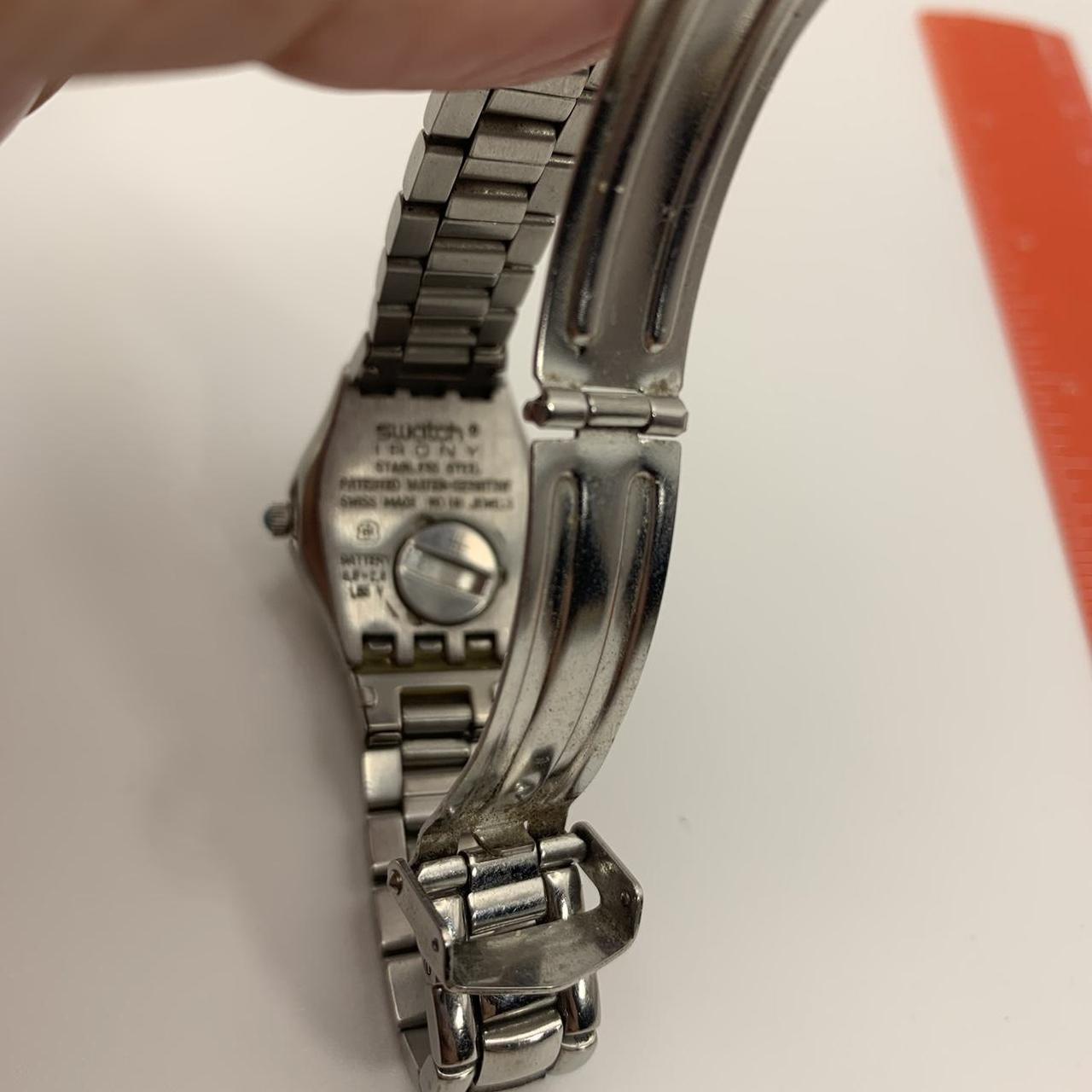 Ladies Genuine Swatch watch blue face silver tone... - Depop