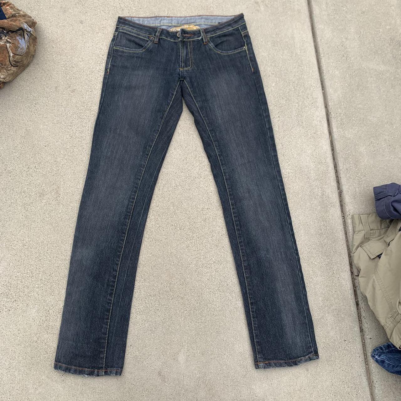 Ed Hardy Men's Yellow and Navy Jeans | Depop