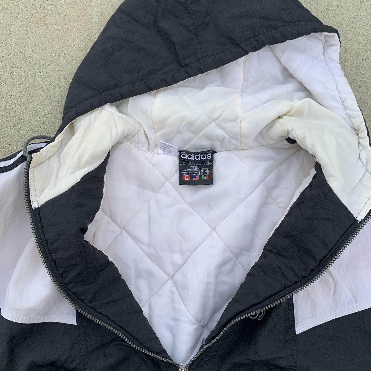 adidas puffer track jacket with hoodie insane retro... - Depop