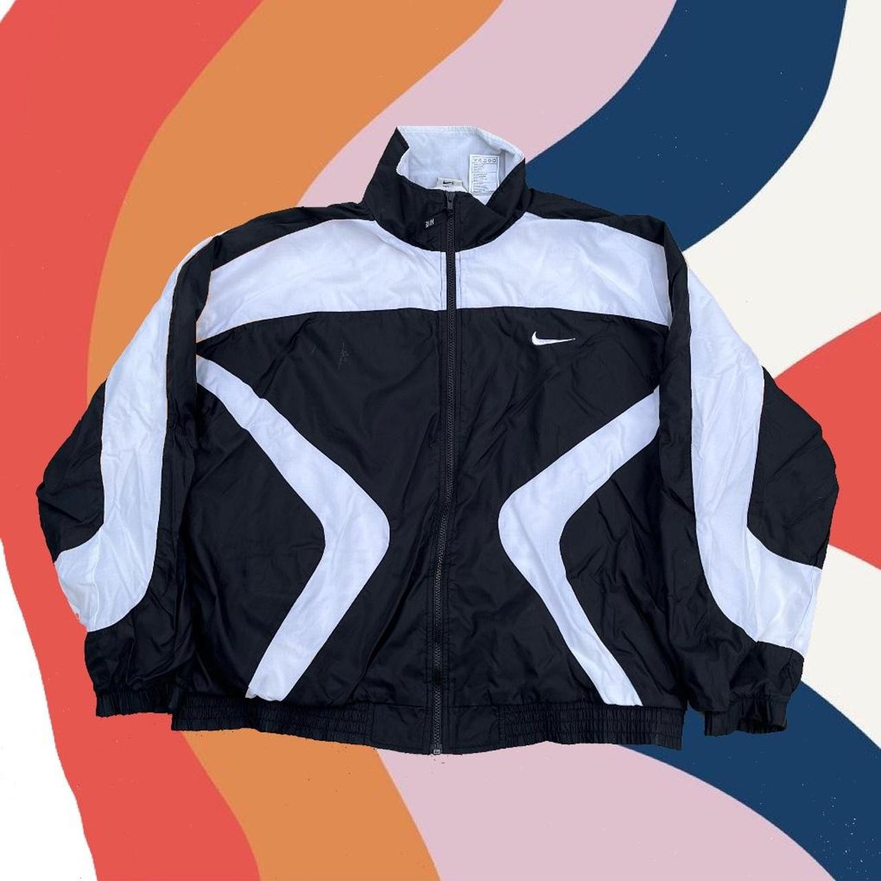Nike Windbreaker Track Jacket 90s White Bar Red Tag Depop